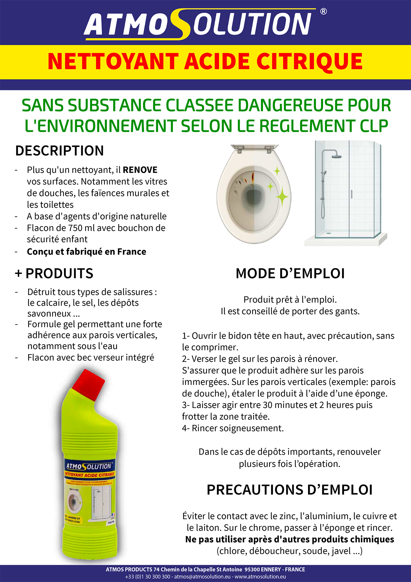 Nettoyant Toilette Acide Citrique